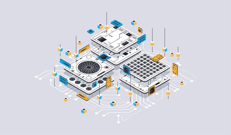 Isometric Design Concept Virtual Reality and Augmented Reality. Software Development and ...