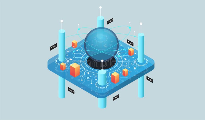 Isometric Design Concept Virtual Reality and Augmented Reality. Software Development and ...