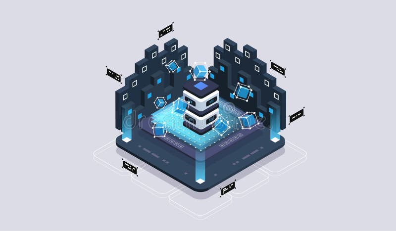 Isometric Design Concept Virtual Reality and Augmented Reality. Software Development and ...