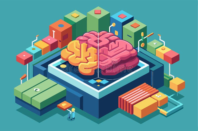 An Isometric Design Displays a Brain at the Center, Integrated with ...