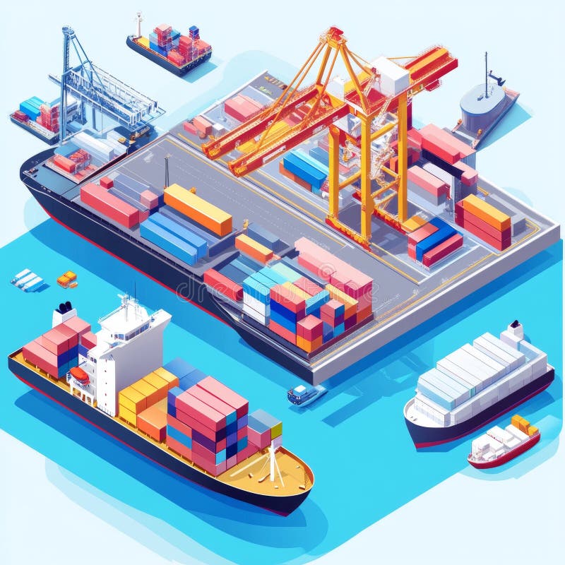 Isometric Design for Global Cargo Logistics Website Maritime, Air ...