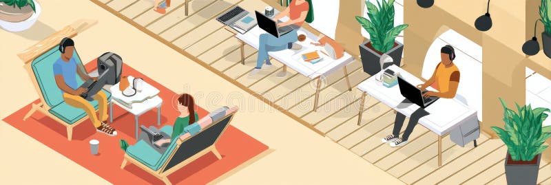 Isometric Design of a Remote Work Hub with Relaxed Workers Using ...