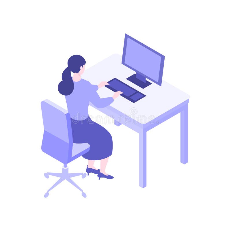 Isometric Desk Working Concept. Concept for Office Work, Back Office ...