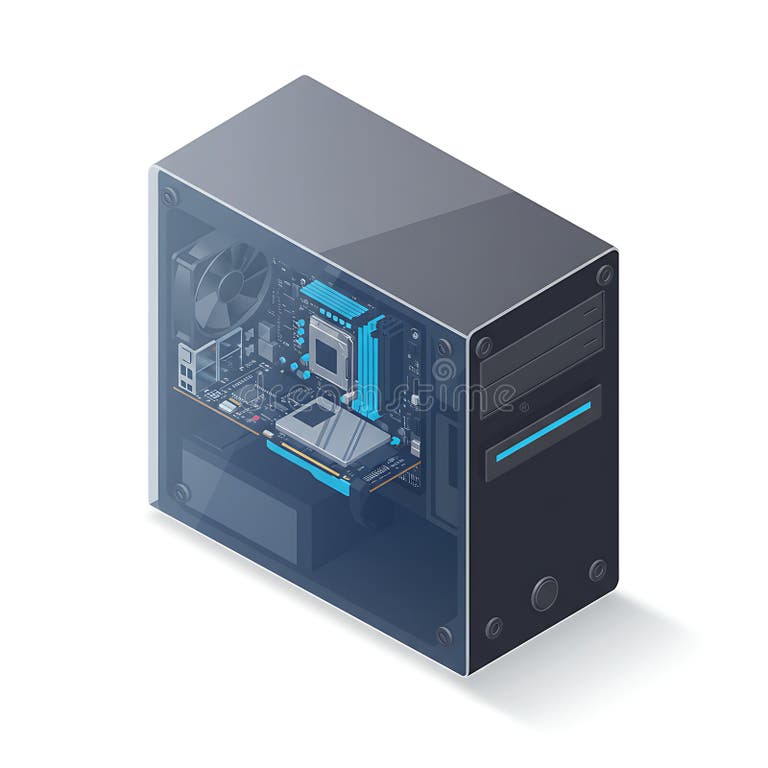 Transparent PC Case Isometric View Stock Illustration - Illustration of ...