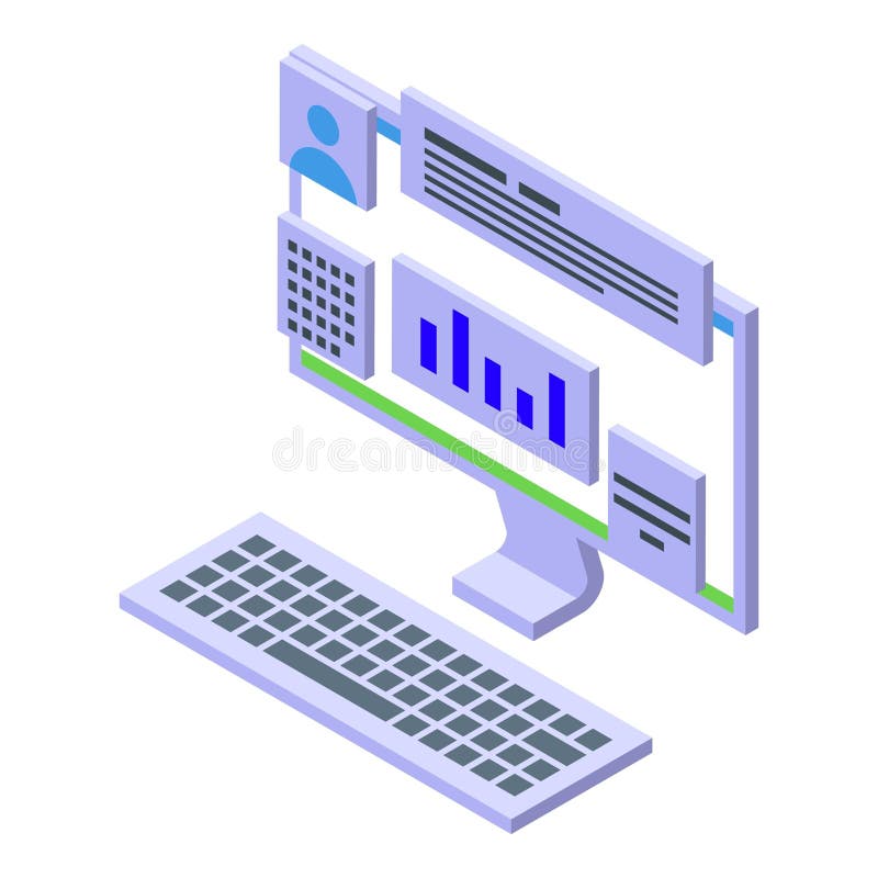 Isometric Desktop Computer Vector Illustration Stock Vector ...