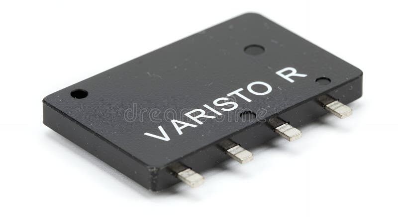 Isometric Detailed Closeup of Black Rectangular Varistor with Metallic ...