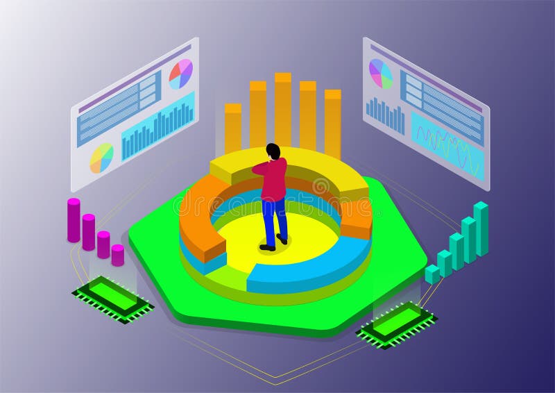 Isometric of Diagrams and Business People with Various Stages of Growth ...