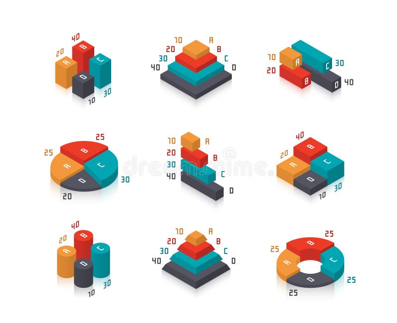 Isometric Diagrams and Charts for Infographics Stock Vector ...