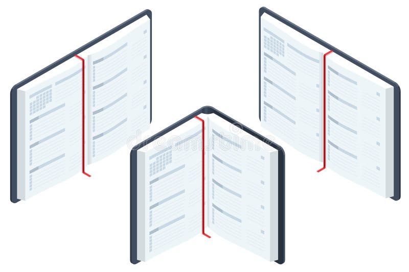 Isometric daily Diary or Business Schedule List Notebook. Cute Planner ...