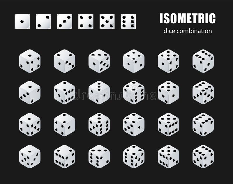 Isometric Dice. Set of Isometric Dice Combination Stock Vector ...