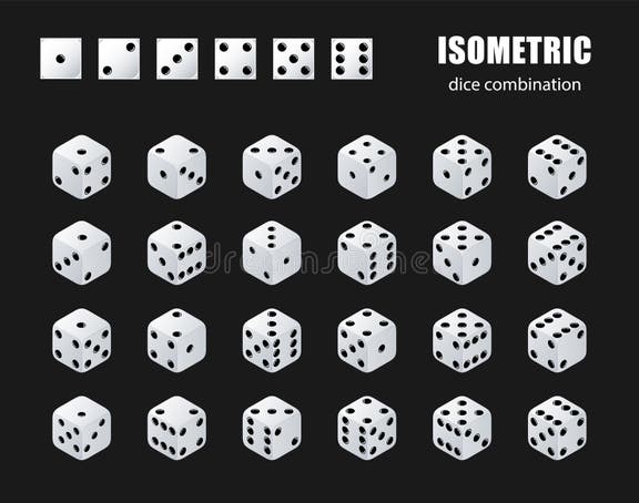 Isometric Dice. Set of Isometric Dice Combination Stock Vector ...