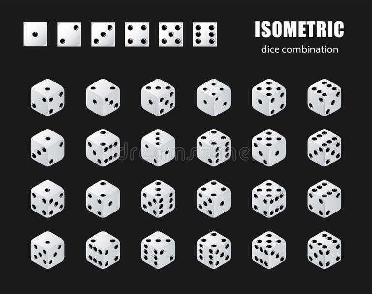 Isometric Dice. Set of Isometric Dice Combination Stock Vector ...
