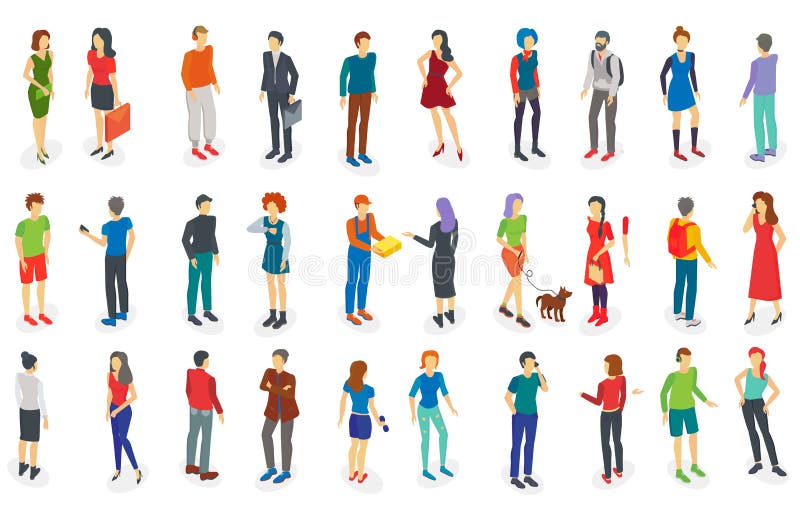 Isometric Different People Set Isolated Vector Illustration Stock ...