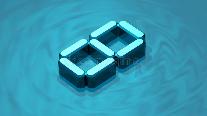 Isometric Digit 8 3D Render in Reflective Glass Floating on Digital ...