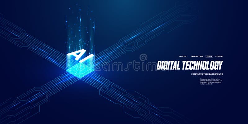 AI Chip with Abstract on Dark Blue Technology Background. Stock ...