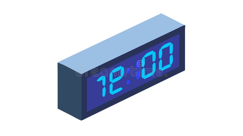 Isometric Digital Clock Displaying Twelve O Clock, Vector Design ...