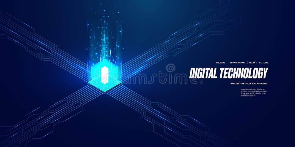 Isometric Digital CPU Processor with Abstract Light Flow Elements Stock ...