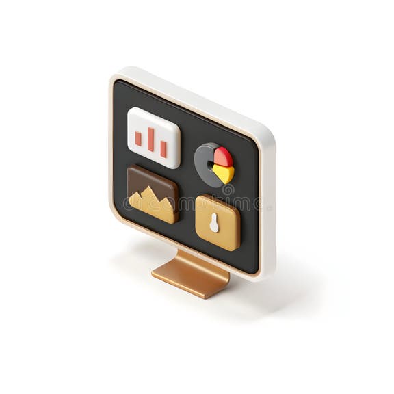 Isometric Digital Dashboard with Charts Computer Screen Stock ...