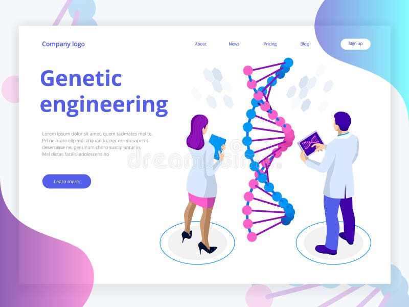 Isometric Digital DNA Structure in Blue Background. Science Concept ...