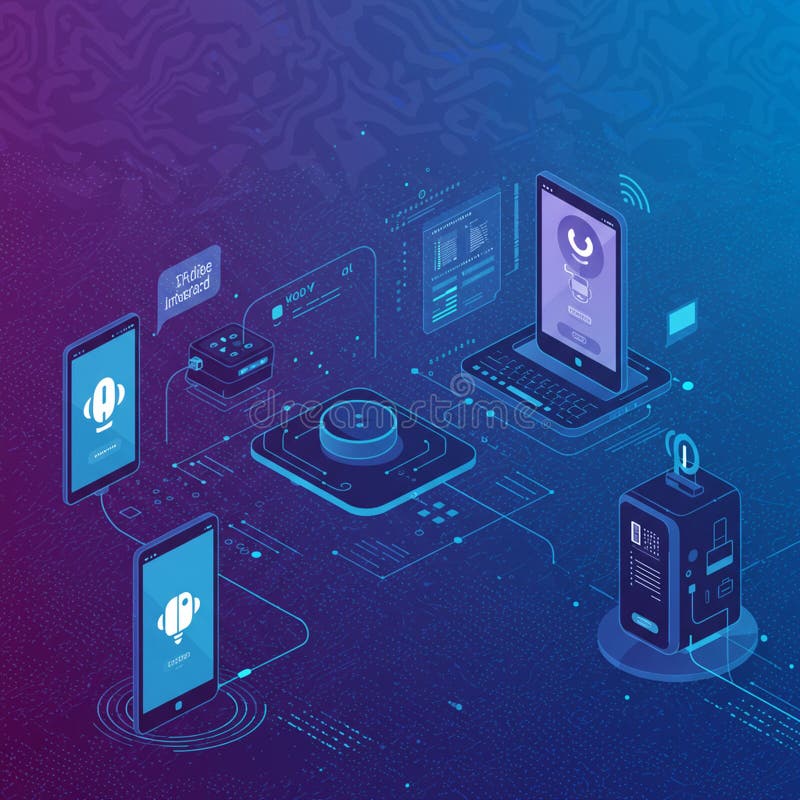 Isometric Digital Illustration Depicting a Virtual Network of Smart ...