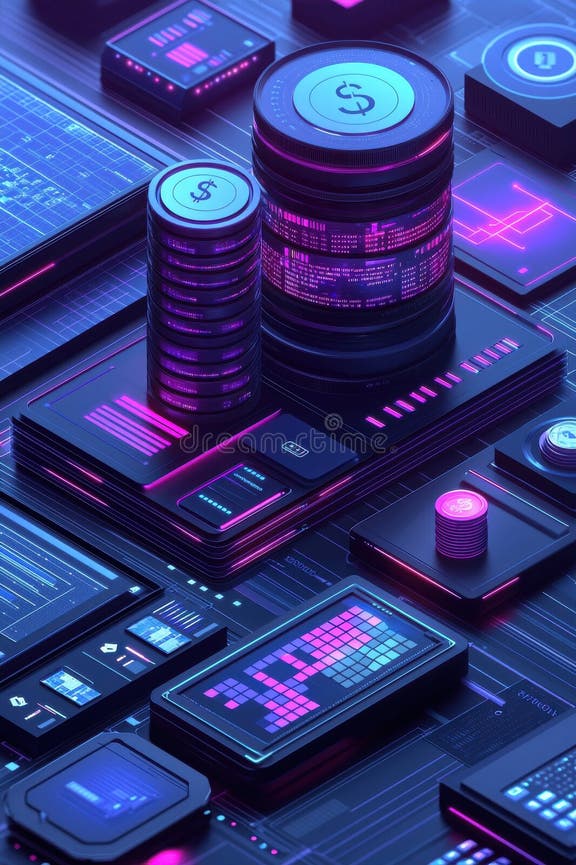 Isometric Digital Illustration of Financial and Data Analytics Tools in ...