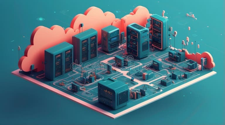 Isometric Server Racks Vector: Cloud, Network, Blender Style Stock ...