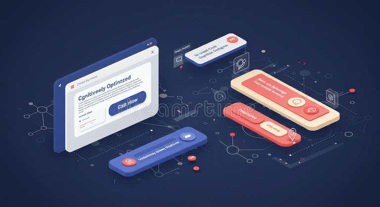 Interconnected Floating User Interface Elements Stock Illustrations ...