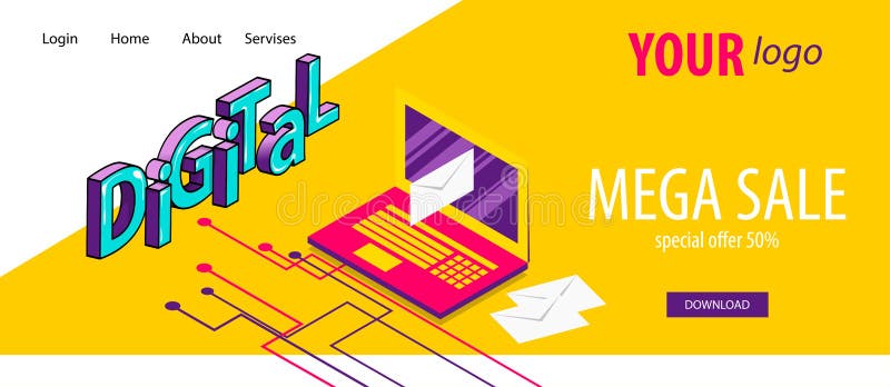 Isometric Banner Business Flat Site Background Stock Vector ...