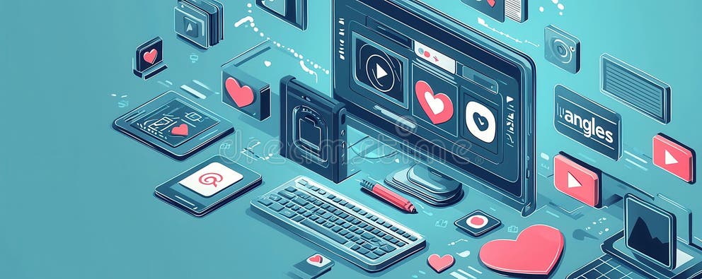 Isometric Digital Setup Featuring Mobile Apps and Creative Technology ...