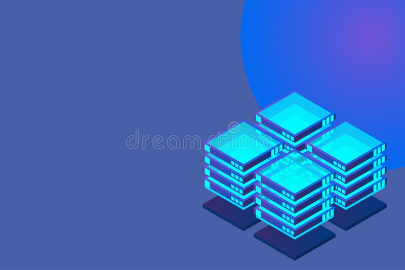 Isometric Digital Technology Web Banner. BIG DATA Machine Learning ...