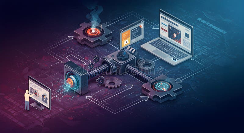 Isometric Digital Transformation Illustration Showcasing Technological ...