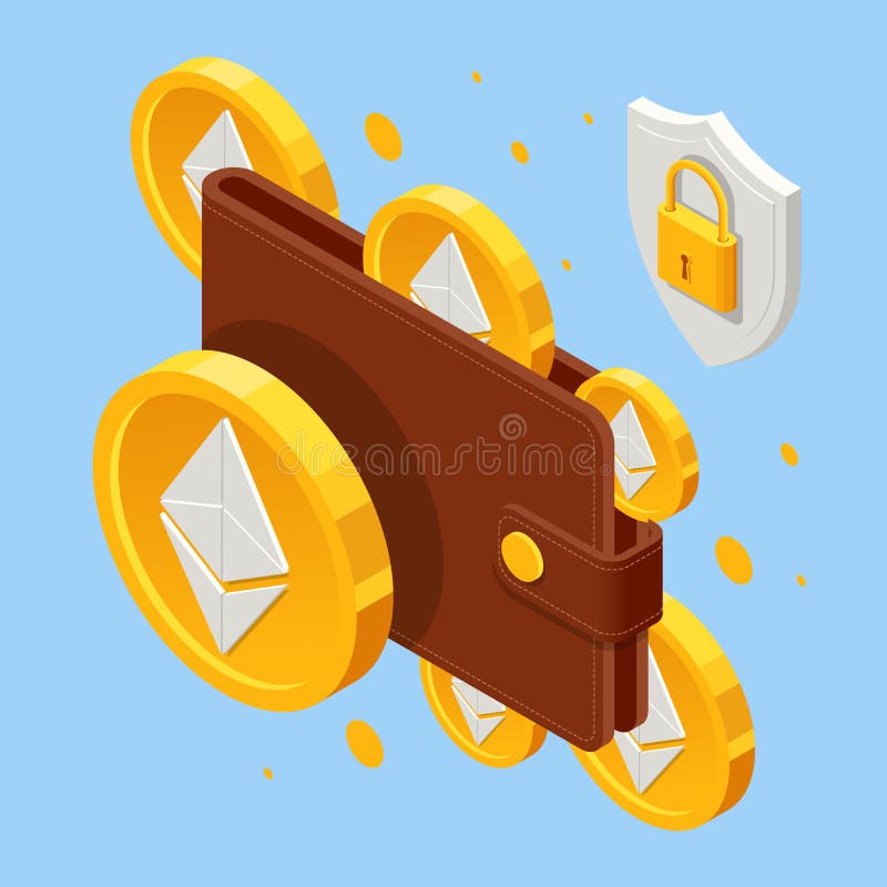 Isometric Digital Wallet Technology for Cryptocurrency Bitcoin. Digital ...