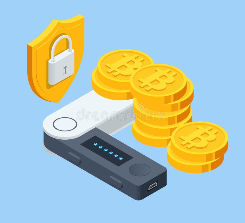 Isometric Digital Wallet Technology for Cryptocurrency Bitcoin. Digital ...