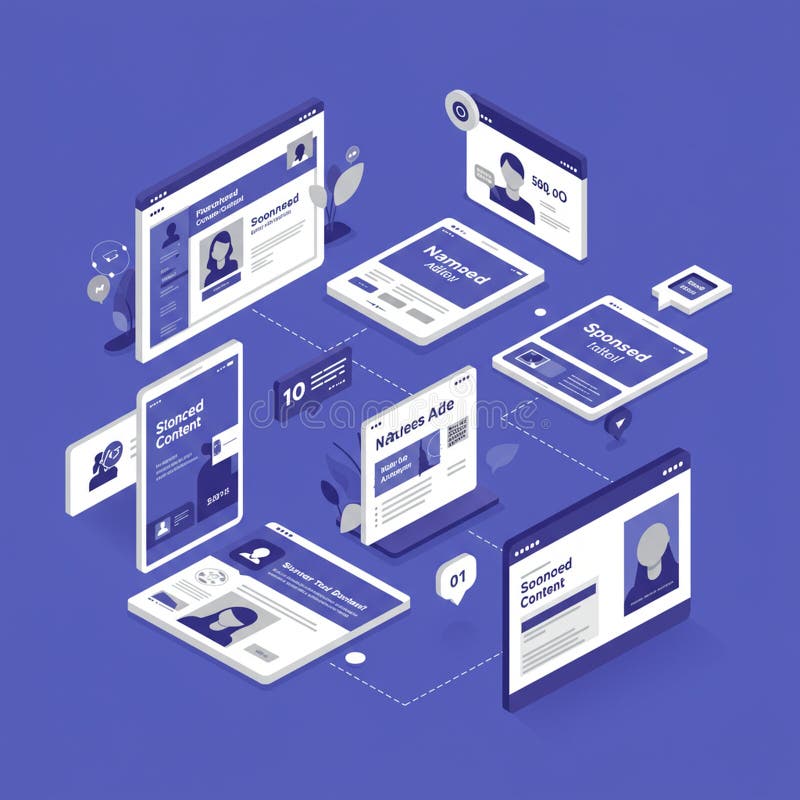 Isometric Digital Workspace Illustrating Interconnected Web Pages ...