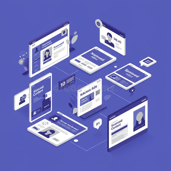 Isometric Digital Workspace Illustrating Interconnected Web Pages ...