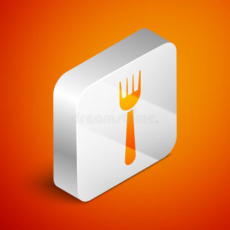 Isometric Disposable Plastic Fork Icon Isolated on Orange Background ...