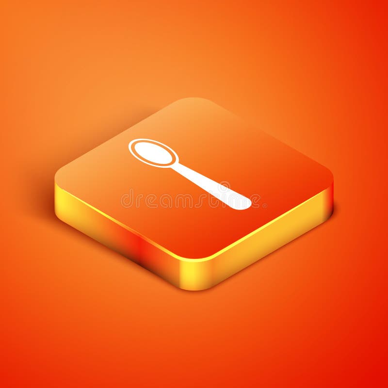 Isometric Disposable Plastic Spoon Icon Isolated on Orange Background ...