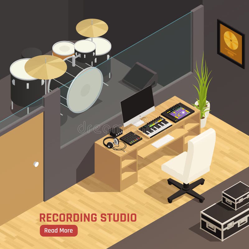 Isometric DJ Studio Interior Stock Vector - Illustration of isolation ...