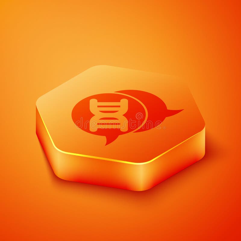 Isometric DNA Symbol Icon Isolated on Orange Background. Orange Hexagon ...