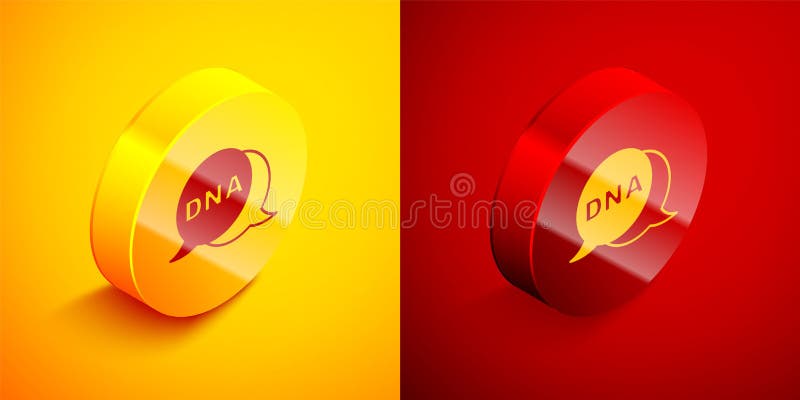 Isometric DNA Symbol Icon Isolated on Orange and Red Background. Circle ...