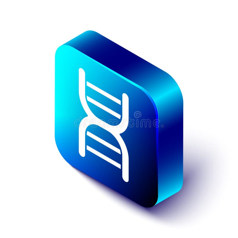 Isometric DNA Symbol Icon Isolated on White Background. Blue Square ...