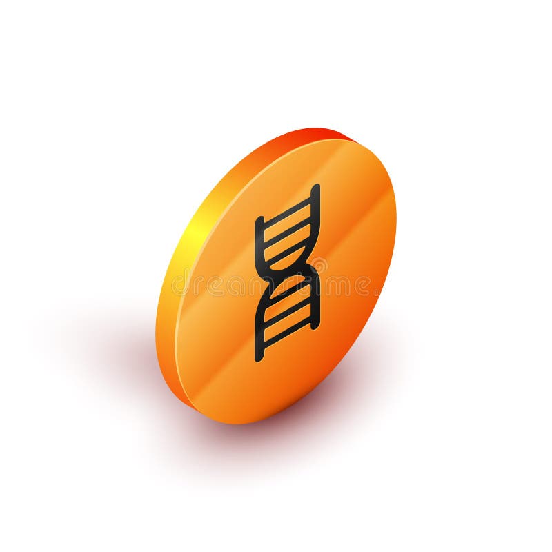 Isometric DNA Symbol Icon Isolated on White Background. Orange Circle ...