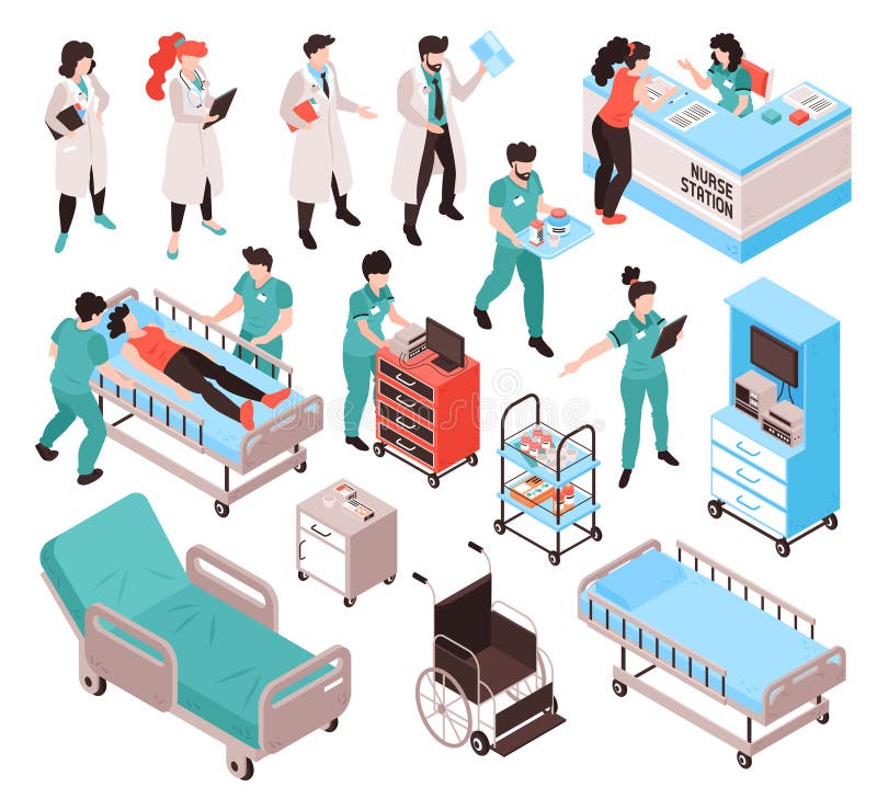Hospital Healthcare Departments Isometric Composition Poster Stock