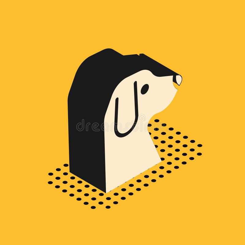Isometric Dog Icon Isolated on Yellow Background. Vector Stock Vector ...