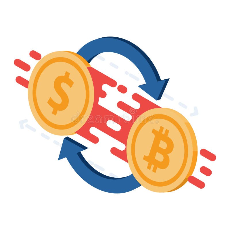Isometric Dollar Coin and Bitcoin Exchange or Swapping Stock Vector ...
