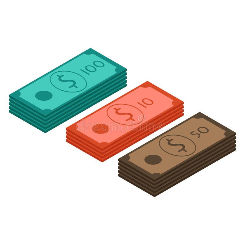 Isometric Dollars Bundles. Flat Vector Isometric Money Icon. Stock ...