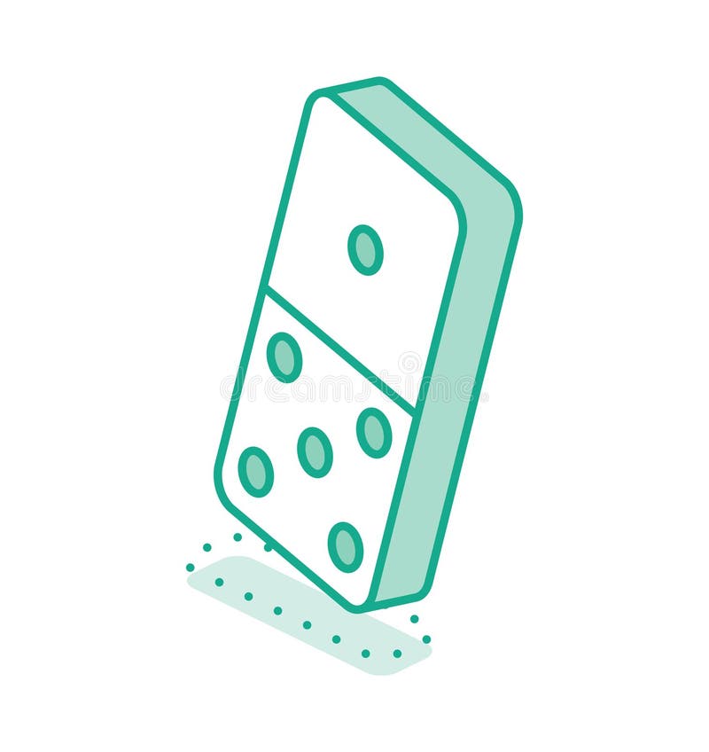 Isometric Domino Set. Outline Objects Isolated on White Stock Vector - Illustration of piece ...