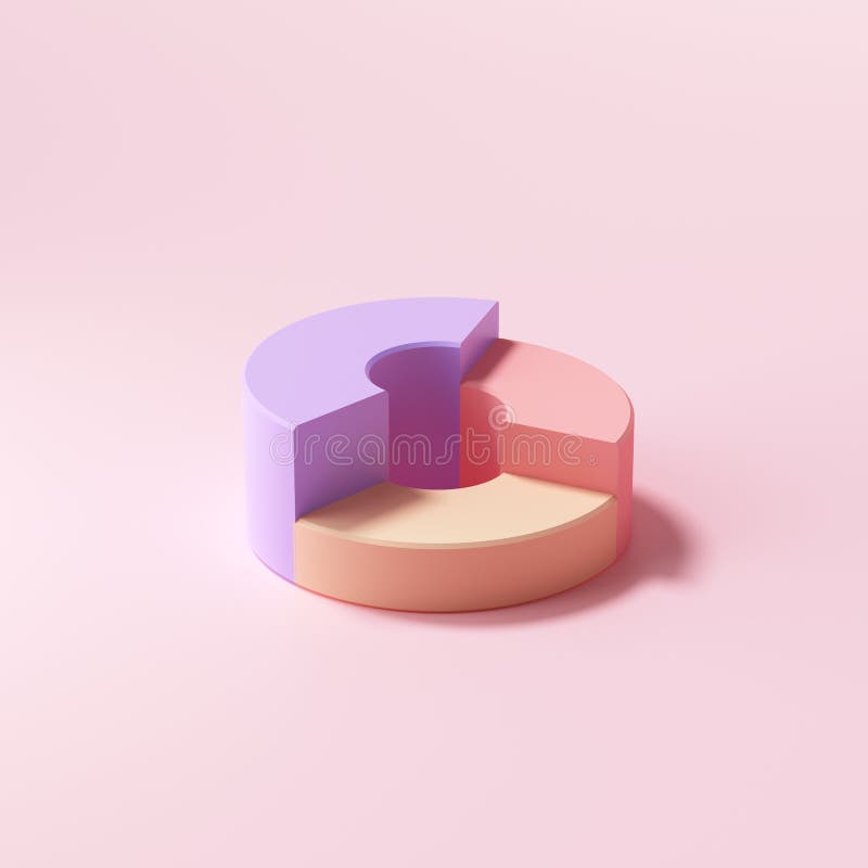 Isometric Donut Chart on Pink Background. 3d Render Illustration Stock ...