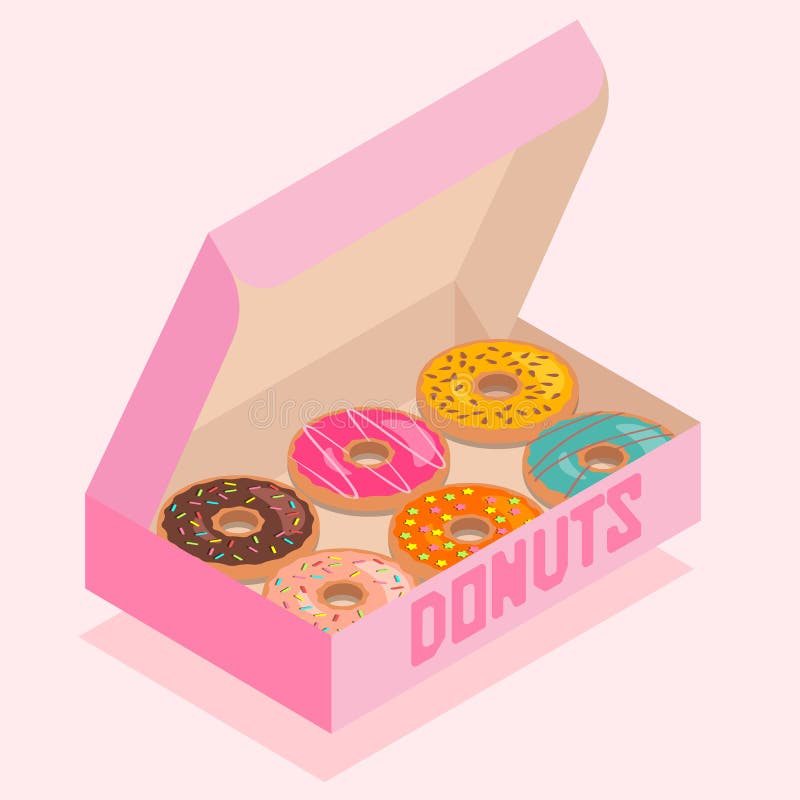 Isometric donuts box stock vector. Illustration of donut - 86229514