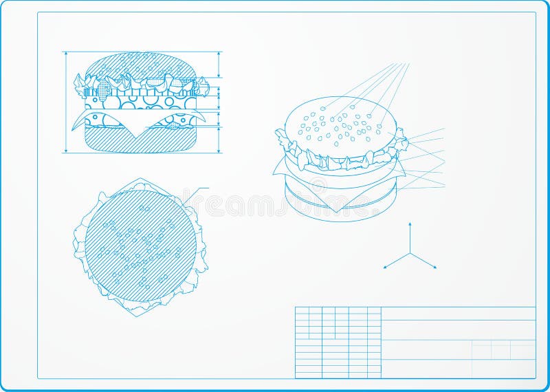 Isometric Drawing of a Hamburger Stock Illustration - Illustration of ...